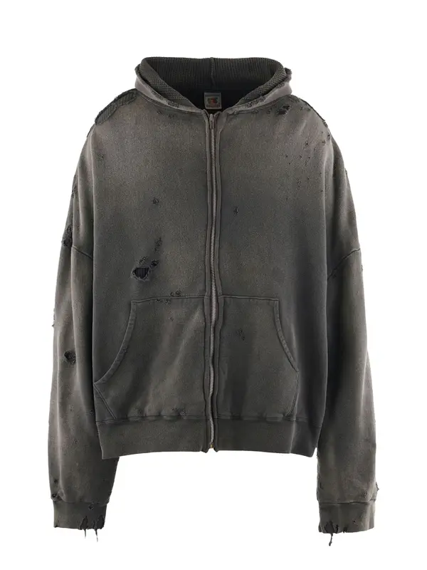 SAINT MXXXXXX Distressed Hoodie - Black