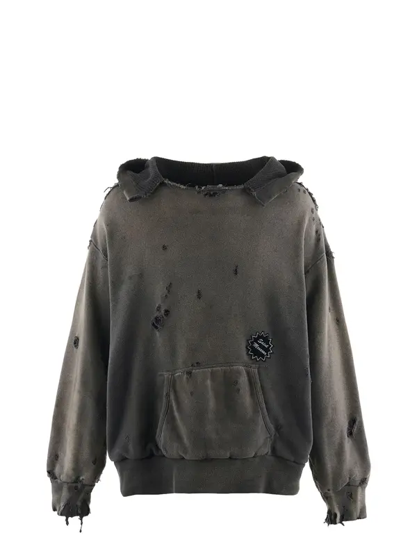 SAINT MXXXXXX Distressed Hoodie - Grey