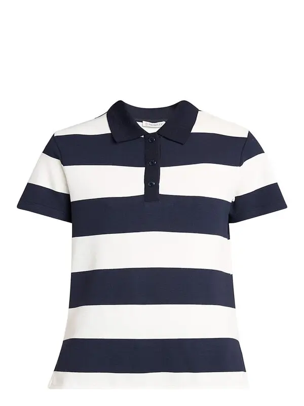 Moncler Short-sleeve Polo Shirt - White Blue