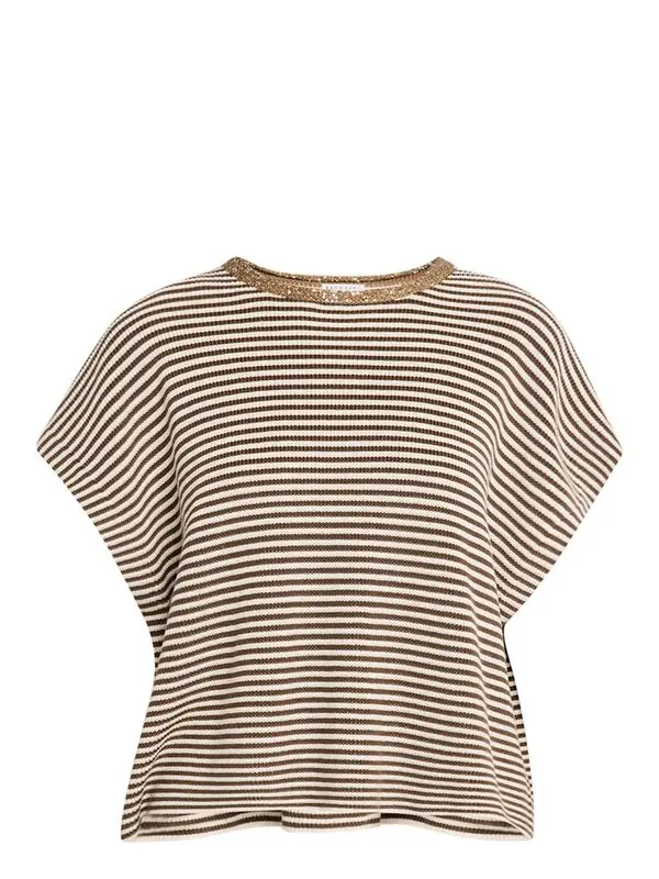 Brunello Cucinelli Striped Cotton Sweater - Oat