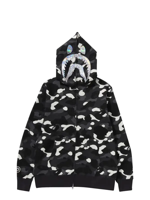 BAPE City Camo Shark Full Zip Hoodie - Black