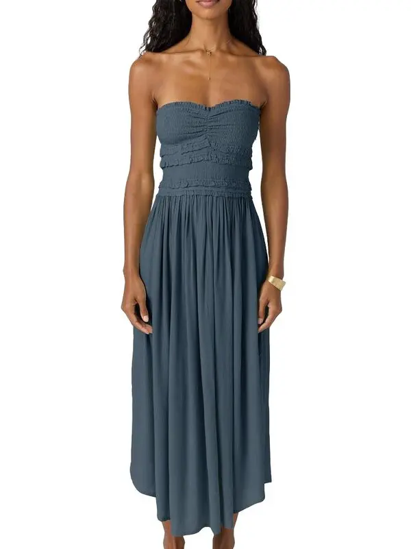 O'Neill Devyn Smocked Strapless Midi Dress - Slate
