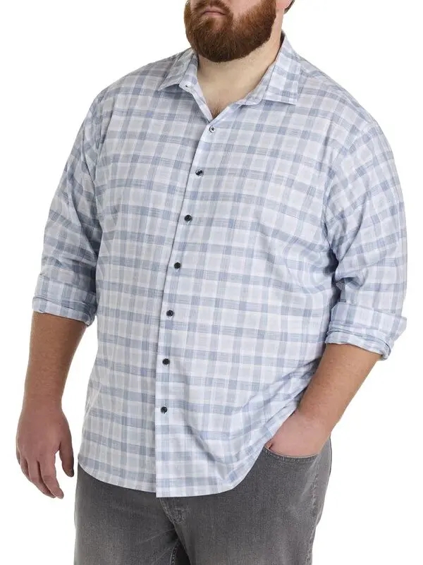 SYNRGY BY DXL Big & Tall Plaid Sport Shirt - Blue
