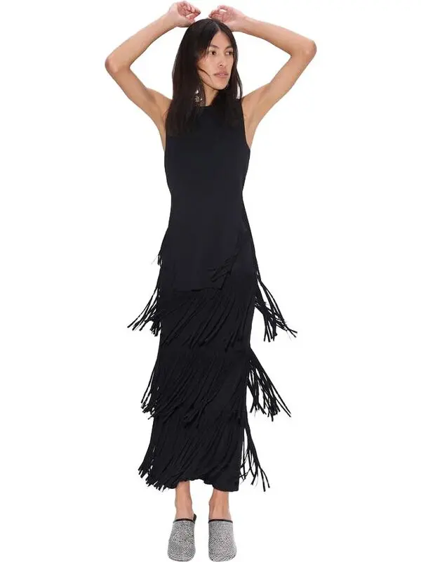 SIMONMILLER Za Za Knit Fringe Maxi Skirt - Black