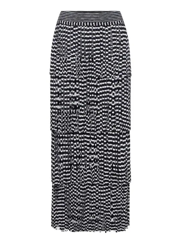 SIMONMILLER Knit Fringe Maxi Skirt - Black/white Space Dye