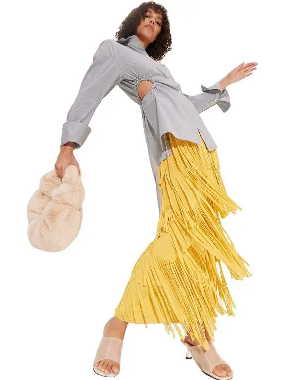 SIMONMILLER Za Za Knit Fringe Maxi Skirt - Butter