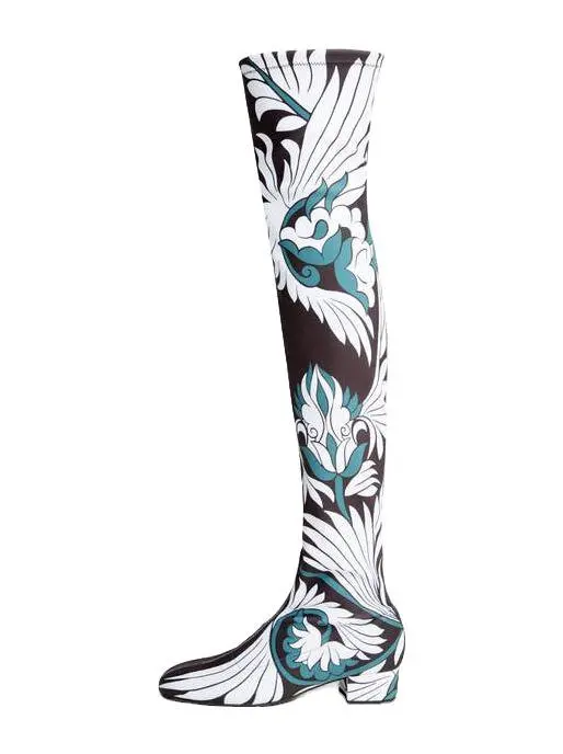 La DoubleJ Edie High Printed Boots - Mix Tiles Ottanio