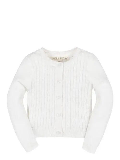 HOPE & HENRY Baby Organic Cable Knit Cardigan Sweater - Soft White Cable