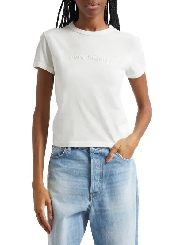 Acne Studios Etza Embroidered Logo T-shirt - Cold White