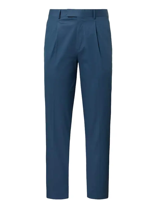 Zegna Straight Leg Cotton Trousers - Blue