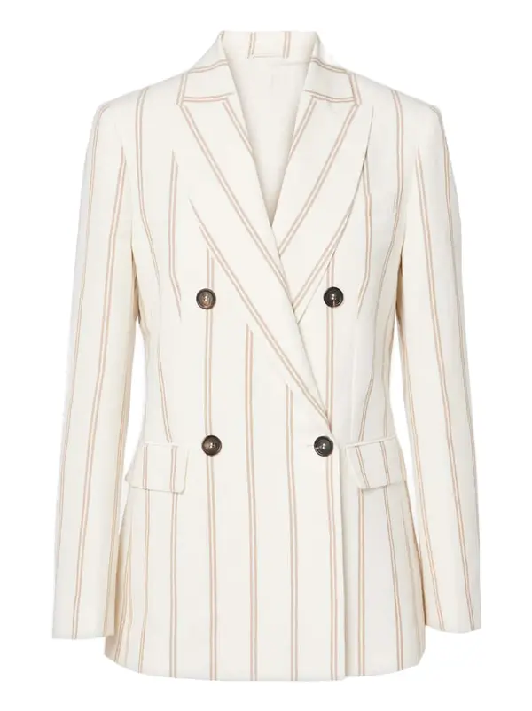 Brunello Cucinelli Striped Blazer - White