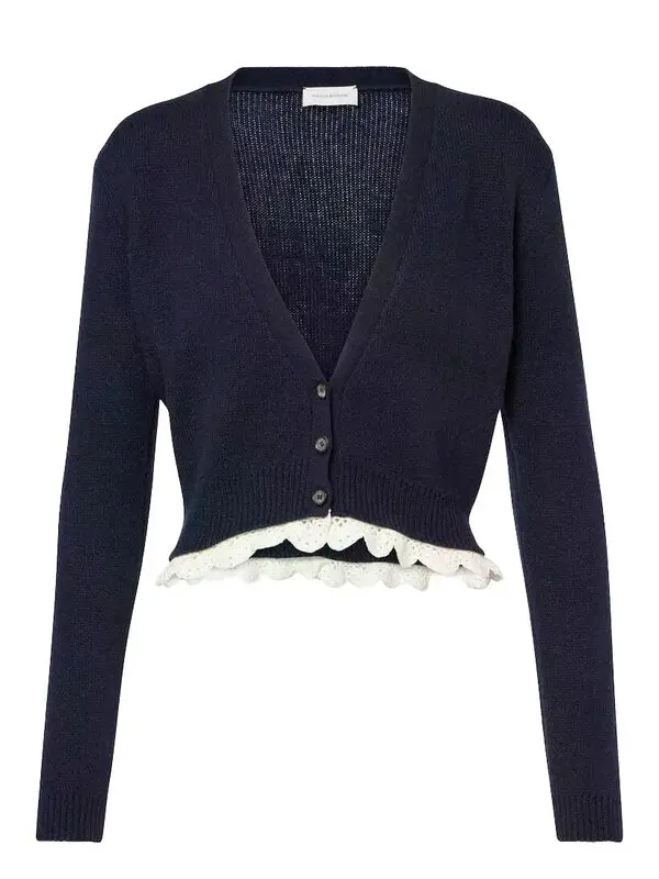 Magda Butrym Lace-trimmed Cashmere Cardigan - Blue
