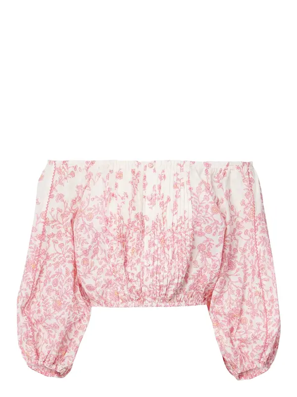 Poupette St Barth Bova Floral Cotton-blend Crop Top - Pink
