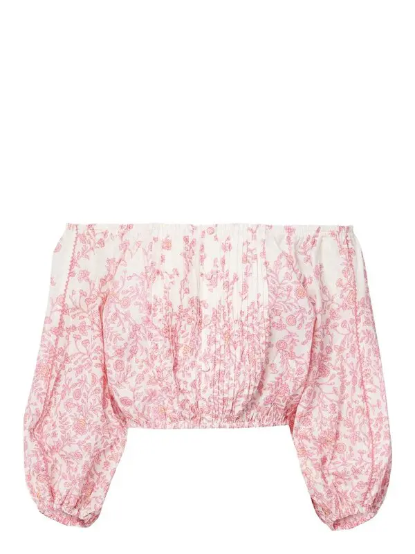Poupette St Barth Bova Floral Cotton-blend Crop Top - Pink