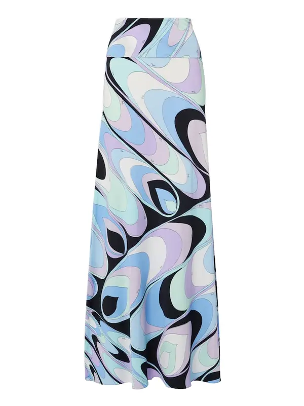 Emilio Pucci Jersey Satin Maxi Skirt - Blue