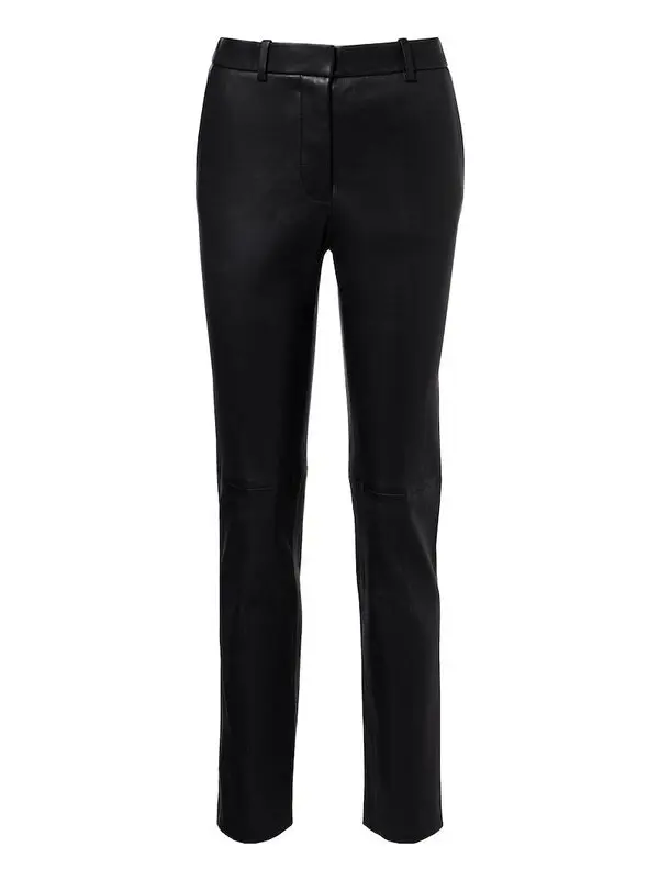 JOSEPH Coleman Straight Leg Leather Pants - Black
