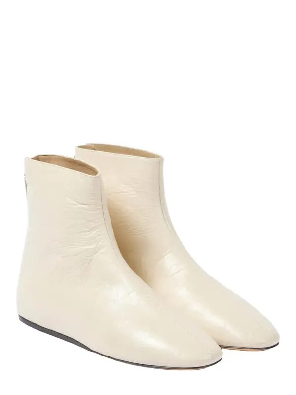 Le Monde Beryl Luna Leather Ankle Boots - White