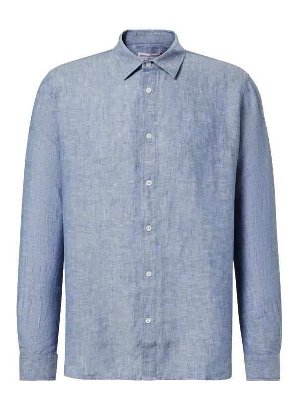 Orlebar Brown Justin Linen Chambray Shirt - Blue