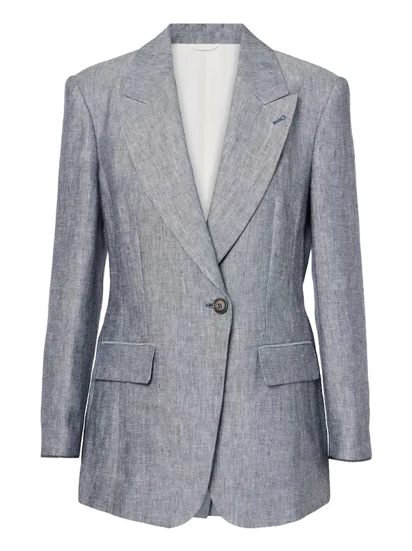 Brunello Cucinelli Hemp And Linen Blazer - Grey