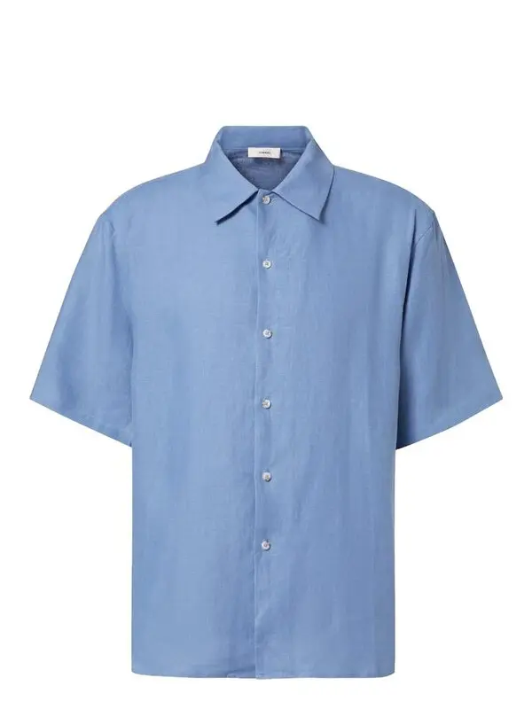 Commas Linen Bowling Shirt - Blue