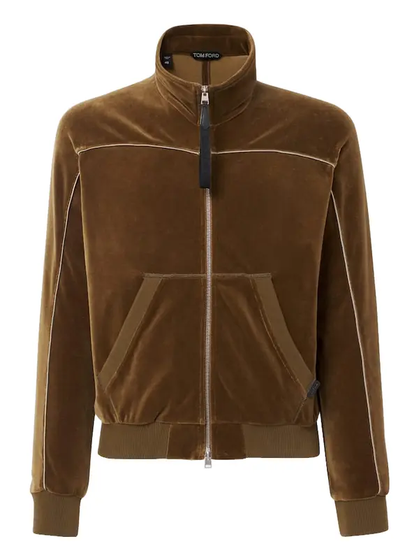 TOM FORD Cotton-blend Velvet Track Jacket - Brown