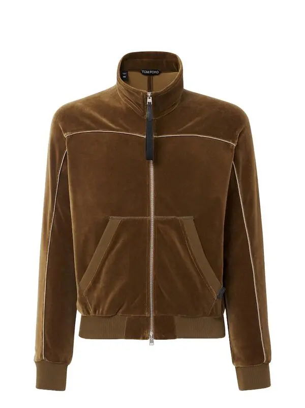 TOM FORD Cotton-blend Velvet Track Jacket - Brown
