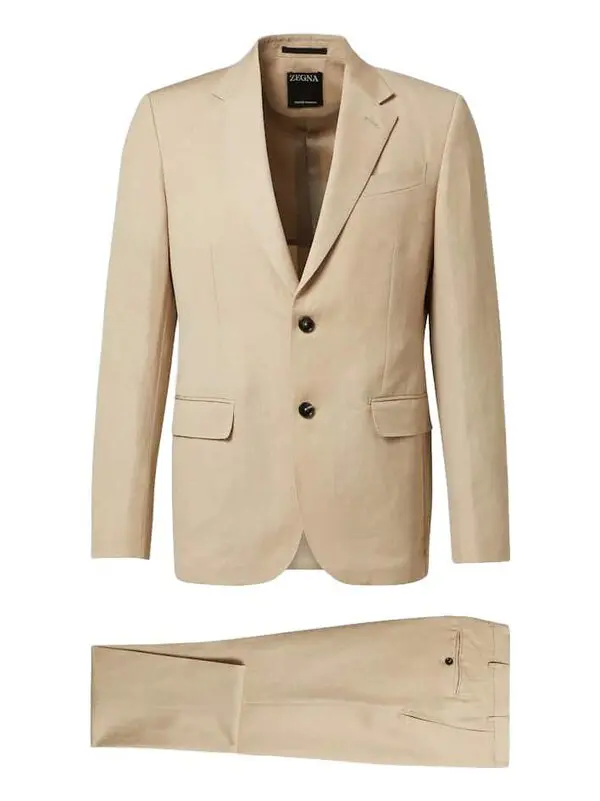 Zegna Trofeo Wool And Linen Suit - Beige