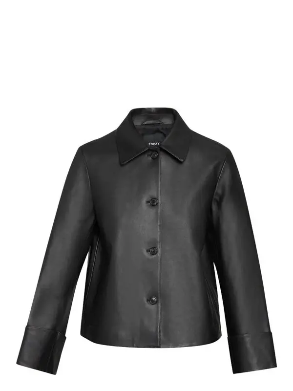 Theory Boxy Leather Jacket - Black
