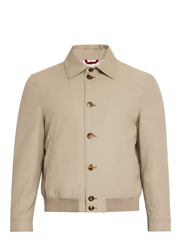 Brunello Cucinelli Nylon Button-front Bomber Jacket - Khaki