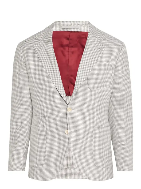 Brunello Cucinelli Houndstooth Sport Coat - Pearl Grey