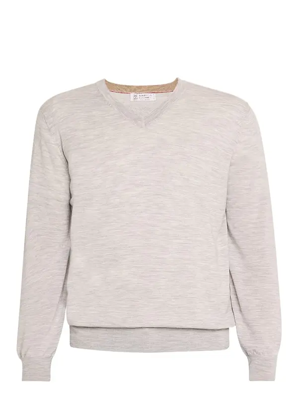 Brunello Cucinelli Wool And Cashmere V-neck Sweater - Grey