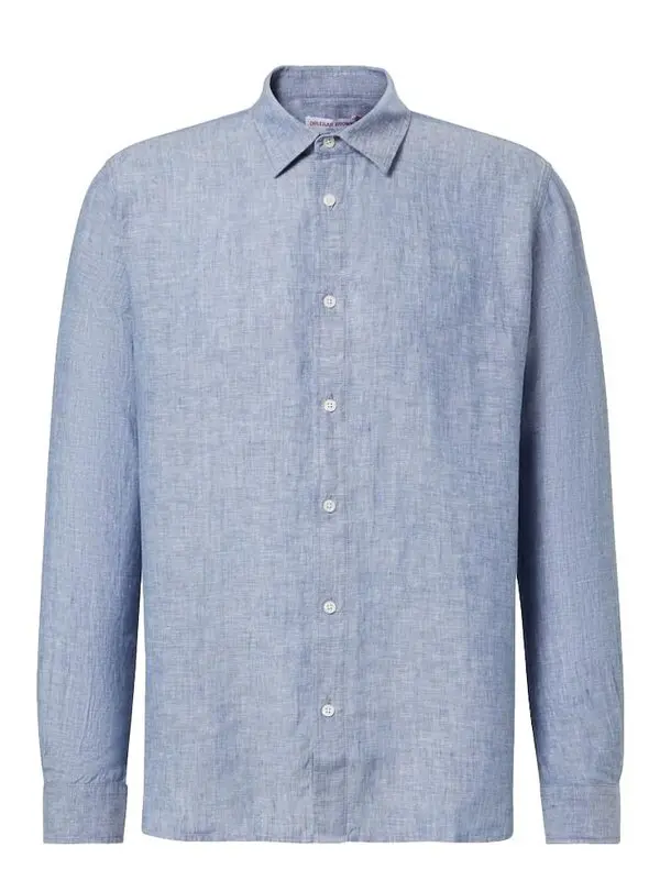 Orlebar Brown Justin Linen Chambray Shirt - Blue