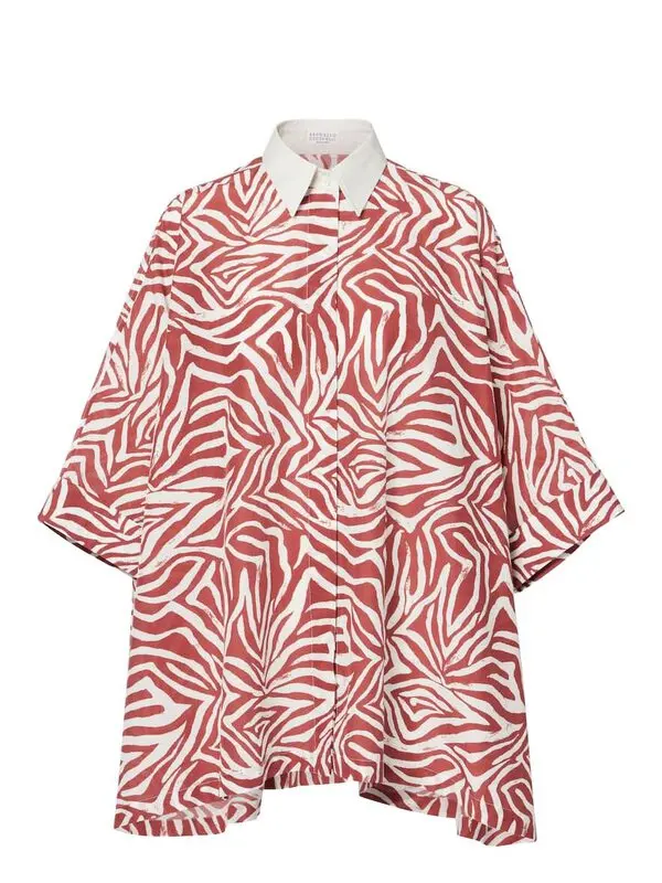 Brunello Cucinelli Printed Cotton And Silk Shirt - Multicoloured