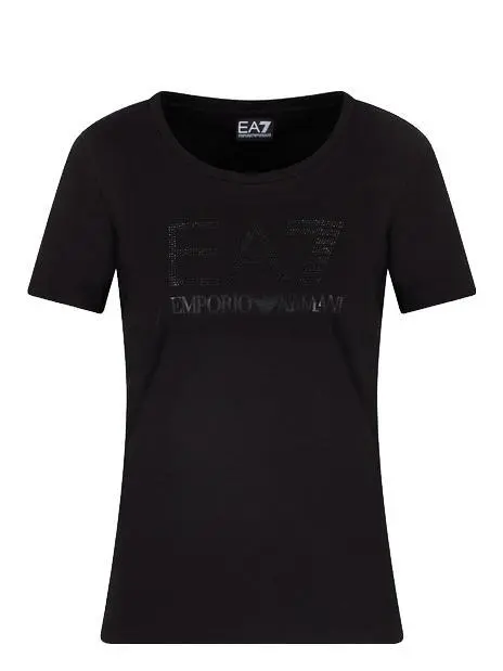 EA7 Logo Series Stretch Cotton-jersey T-shirt - Black