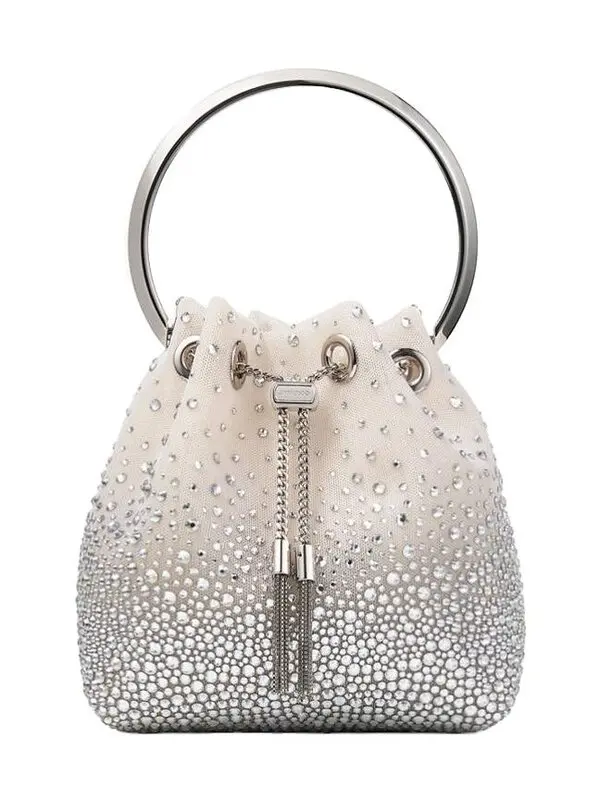 JIMMY CHOO Bon Bon Crystal Mesh Handbag - White/crystal