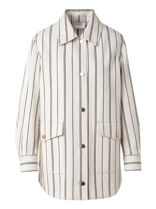 Akris Striped Boyfriend Jacket - Cashew-black