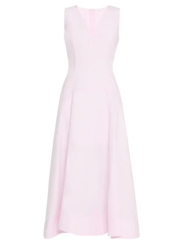 Adam Lippes V-neck Poplin Midi Dress - Pale Pink