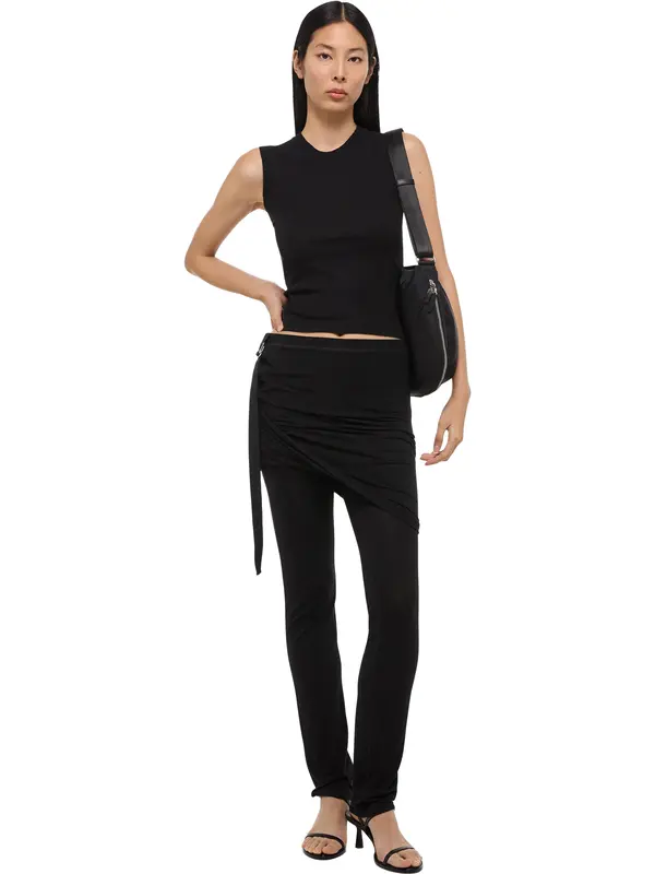 Helmut Lang Lyocell Jersey Pants With Attached Skirt - Black