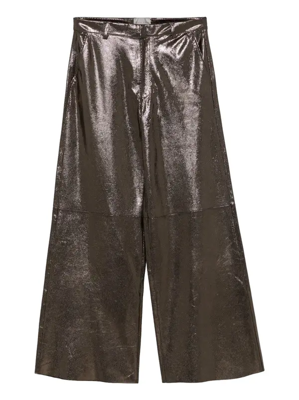 FORTE_FORTE Texture Leather Trousers - Gold