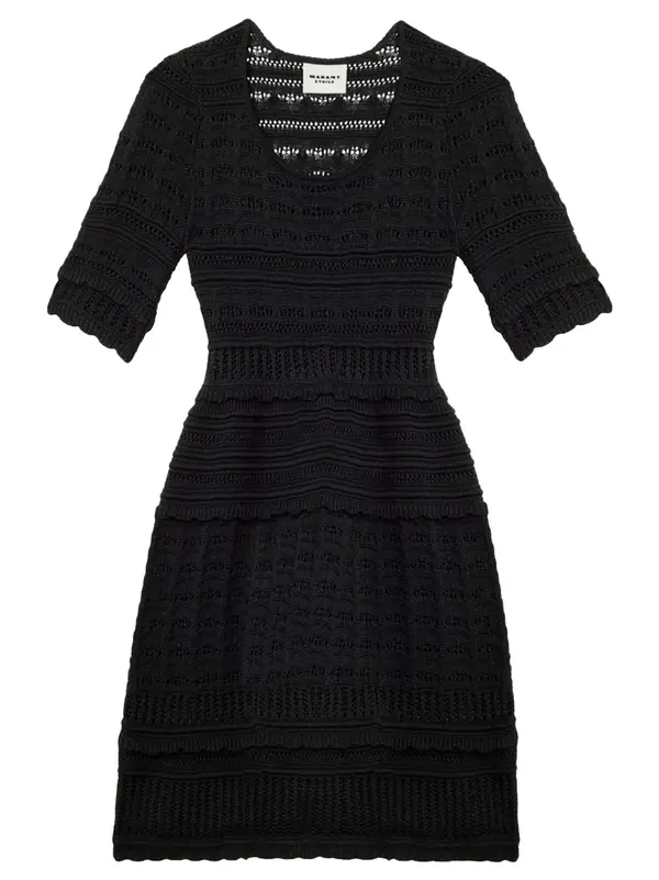 MARANT ETOILE Abril Crochet Knit Dress - Black