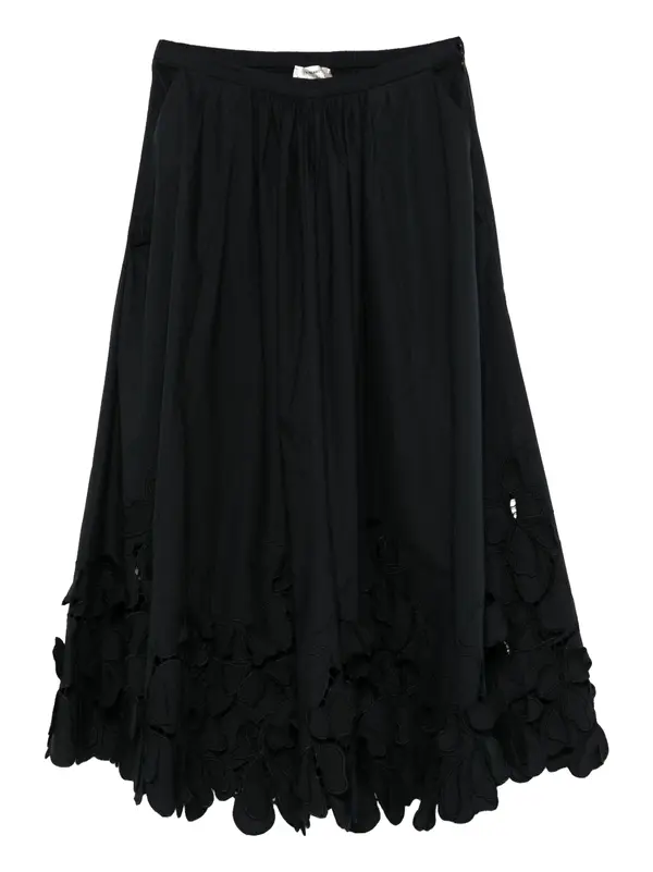 FORTE_FORTE Floral-appliqué Midi Skirt - Black