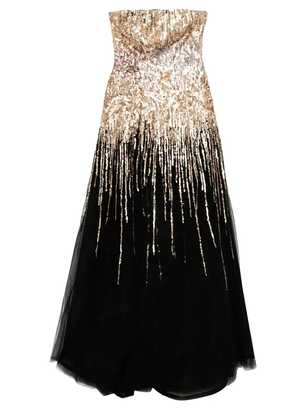 SAIID KOBEISY Strapless Embroidered Gown - Black