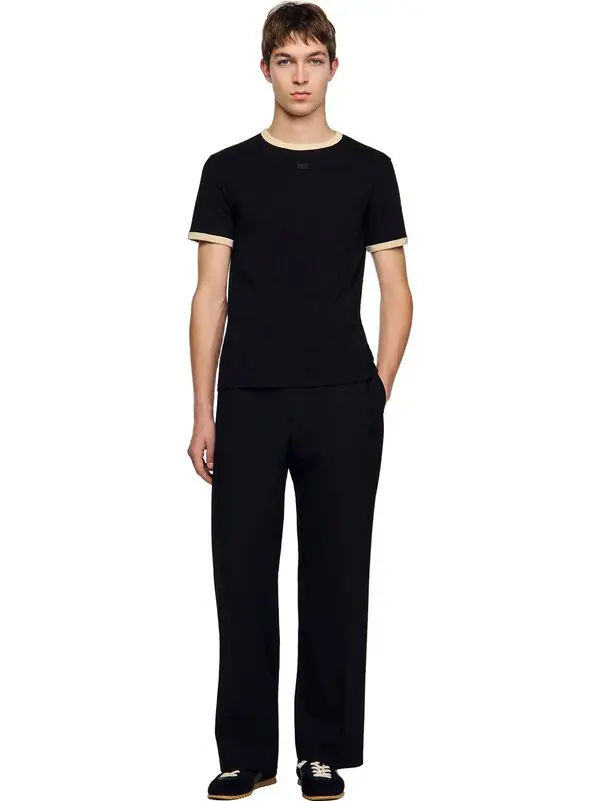 Sandro Two-tone Patch T-shirt - Black