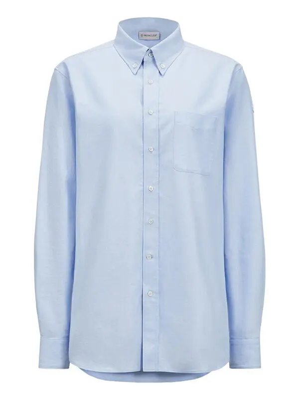 Moncler Long Sleeve Oxford Cotton Shirt - Blue
