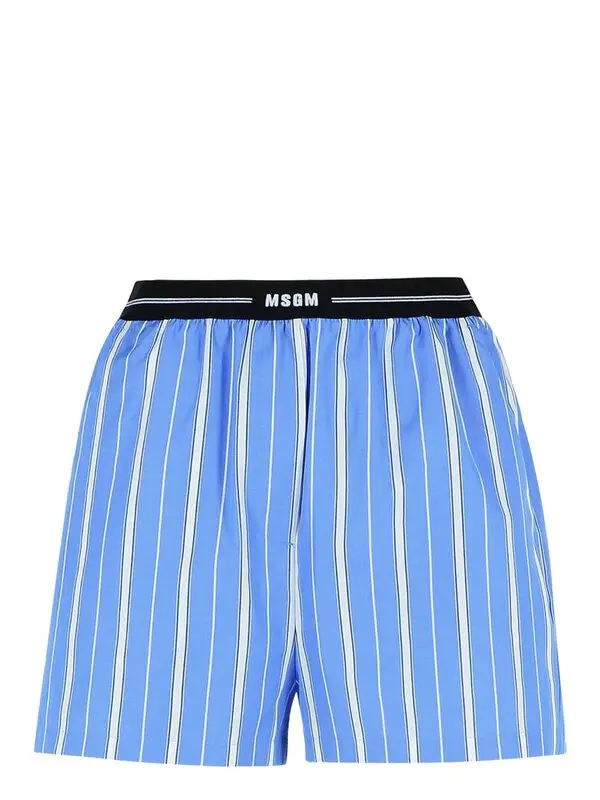 MSGM Cotton Striped Shorts - Blue