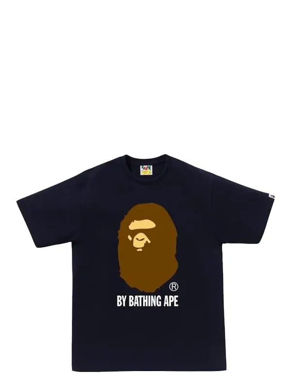 A BATHING APE By Bathing Ape Logo Tee Shirt - Navy Blue