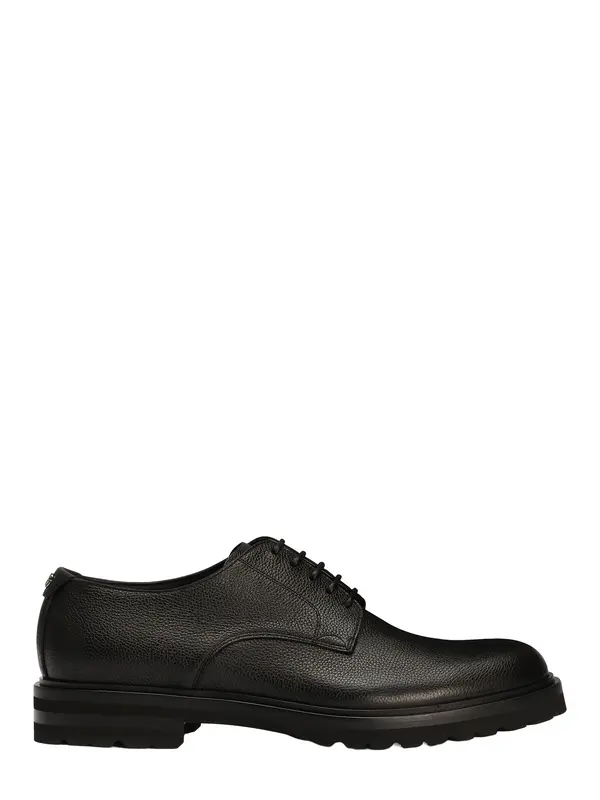 Dolce & Gabbana Grainy Calfskin Derby Shoes - Black