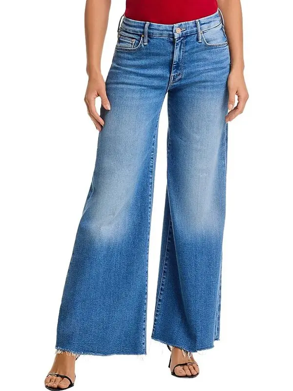 MOTHER Petites The Lil Roller Fray Wide Leg Jeans - Fan Favorite