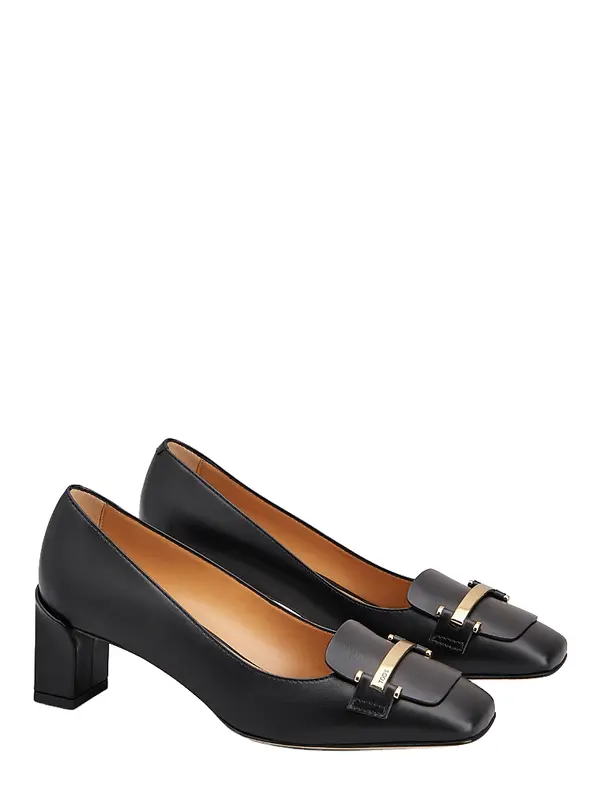 TOD'S Leather Loafer Pumps - Black