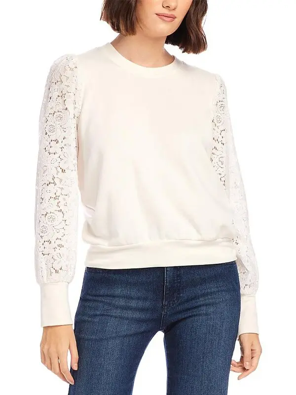Karen Kane Lace Sleeve Top - Cream